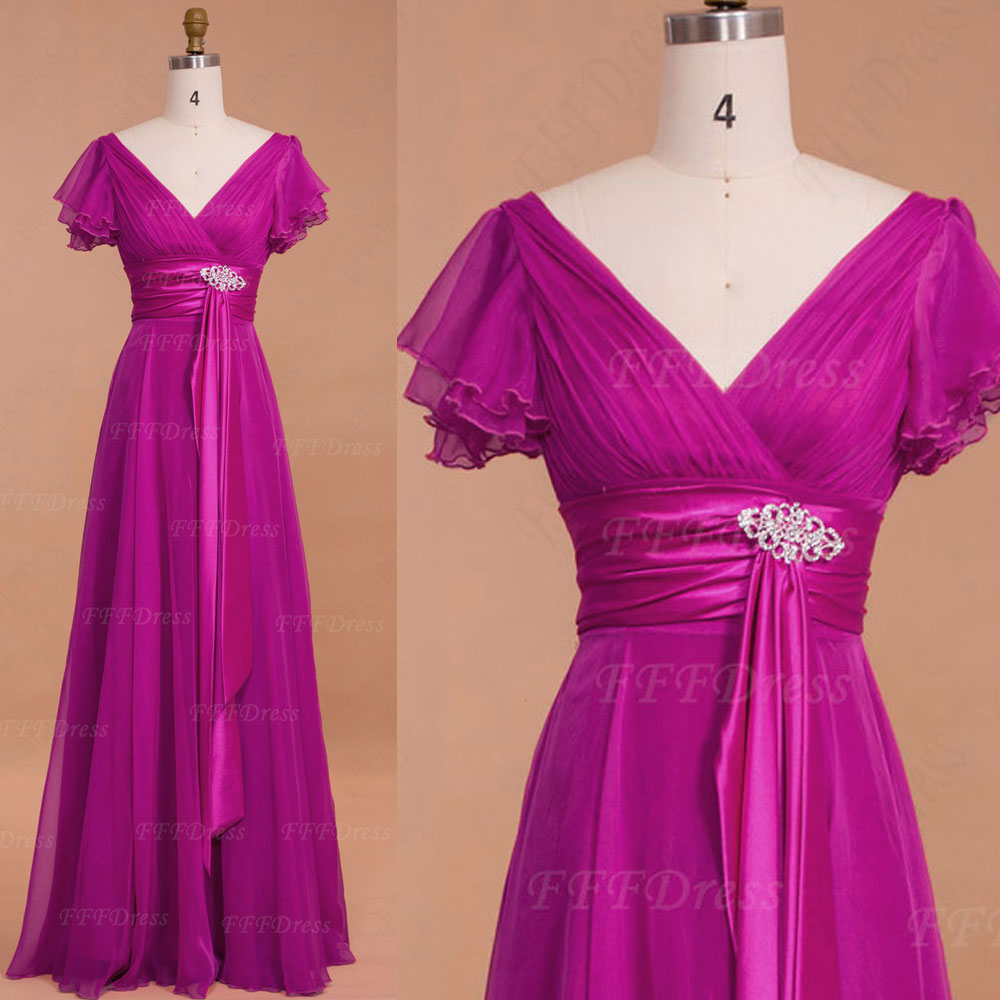 Modest Magenta Mother Of The Bride Dresses With Sleeves on Luulla